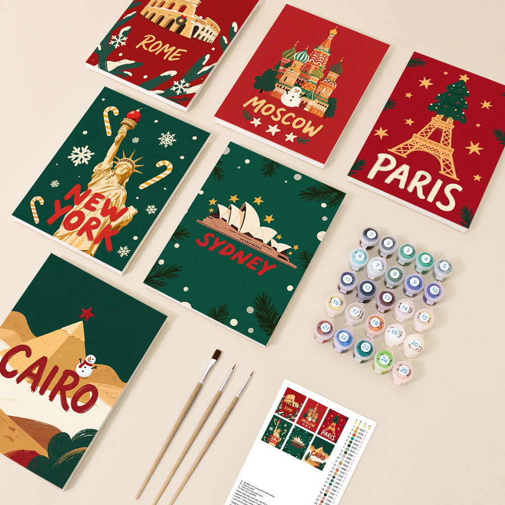 6 Mini Painting by Numbers - Christmas City Set – diyartpaint